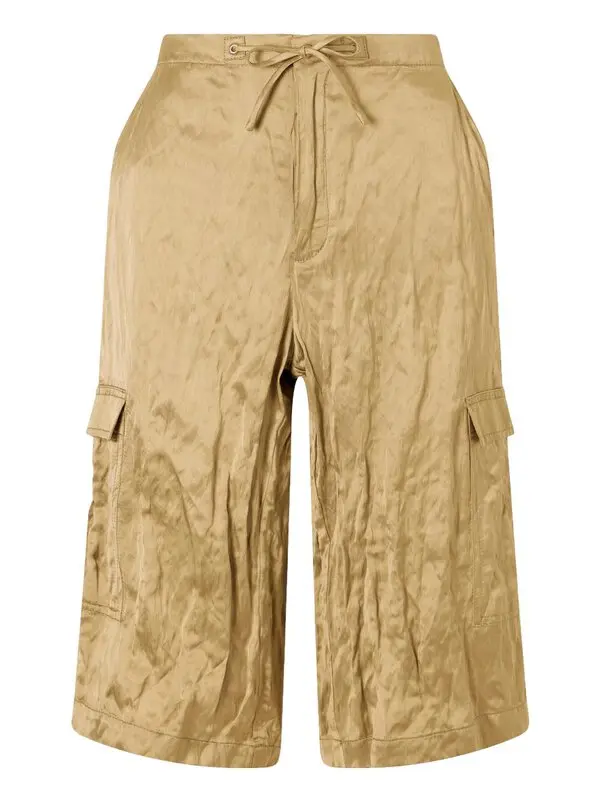 Aflalo Bromer Crinkled Satin Cargo Shorts - Neutrals