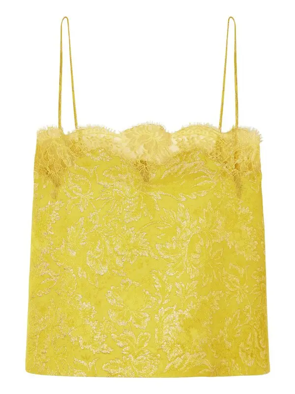 Saint Laurent Brocade And Lace Cami - Yellow