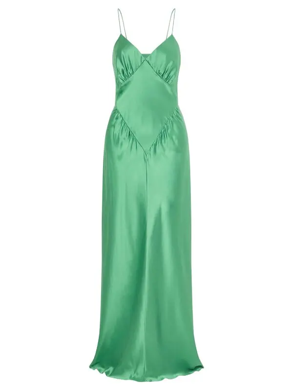 Aflalo Aire Silk-satin Maxi Dress - Green