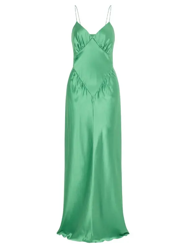 Aflalo Aire Silk-satin Maxi Dress - Green
