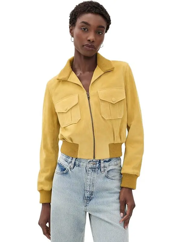 FRAME The Suede Ace Bomber Jacket - Dijon