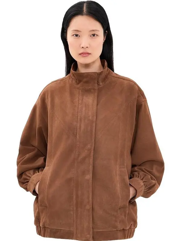 THE GARMENT Geneve Suede Bomber Jacket - Acorn