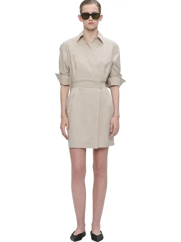 CALLAS MILANO Jaxina Wrap Shirt Dress - Safari