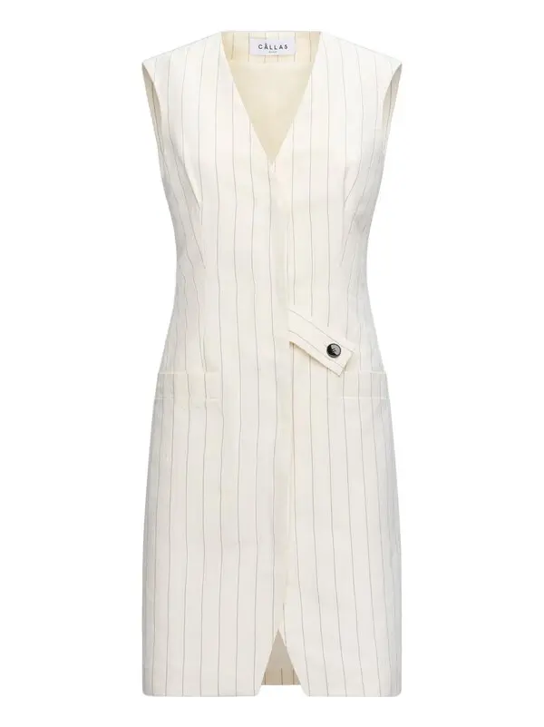 CALLAS MILANO Jamily Vest Dress Ivory Stripe - Ivory / Black