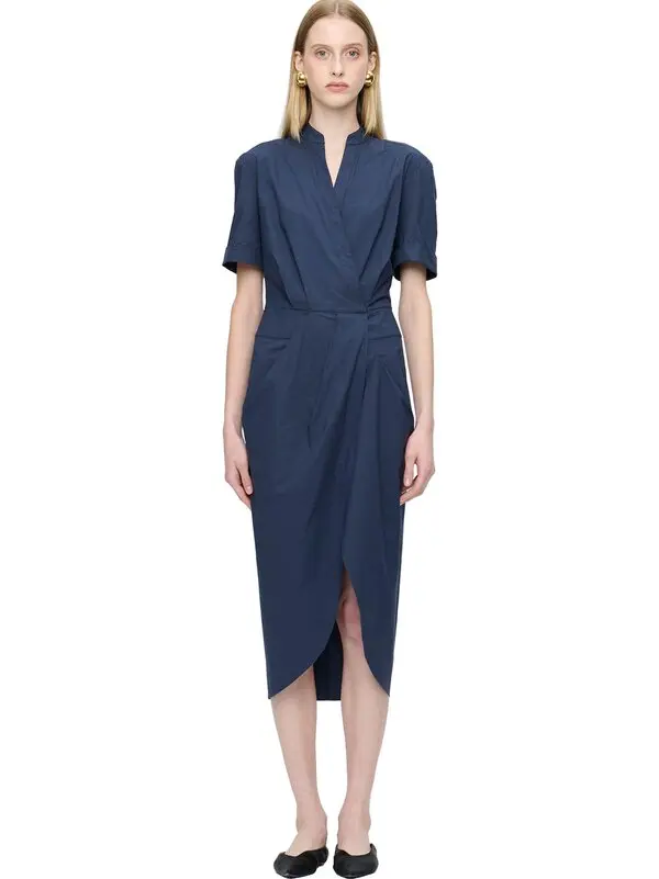 CALLAS MILANO Bali Wrap Dress With Pleated Trousers Detail - Navy