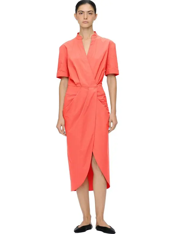 CALLAS MILANO Bali Wrap Shirt Dress - Coral