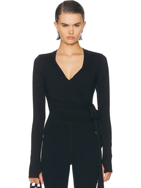 Splits59 Bella Ariweight Lite Wrap Top - Black