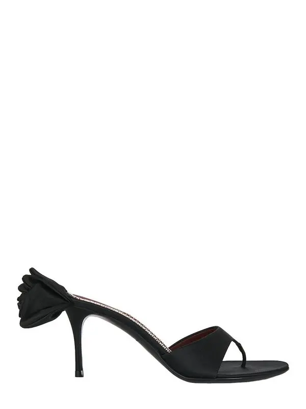 Magda Butrym Satin Flower Sandal Heel - Black