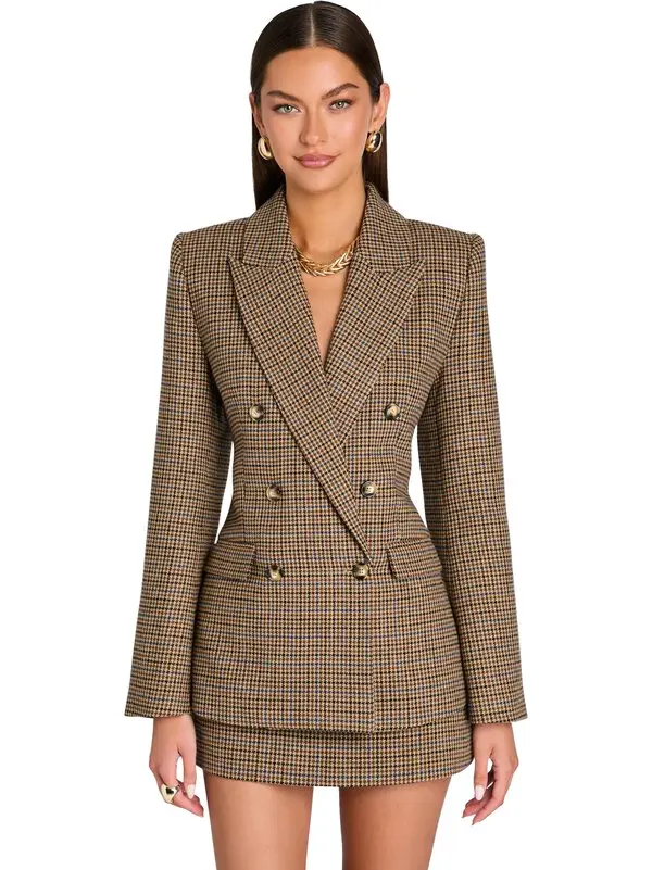 SEROYA Romi Jacket - Tan Houndstooth