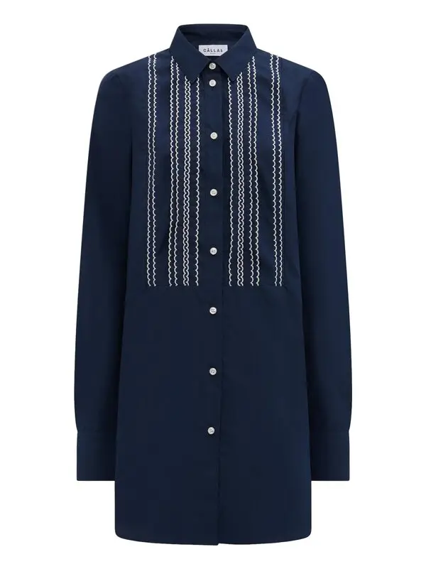 CALLAS MILANO Mattia Embroidered Shirt Dress - Navy