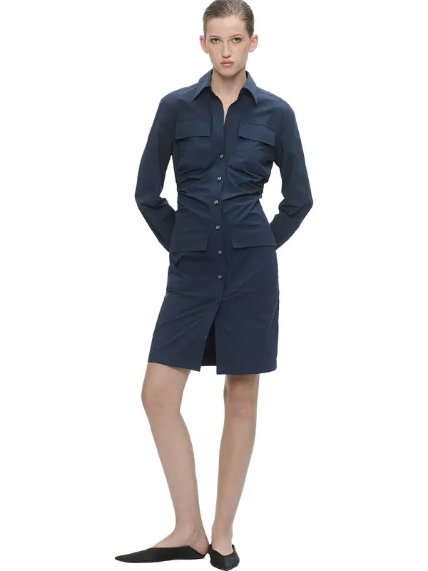 CALLAS MILANO Marrakech Button-front Shirt Dress - Navy
