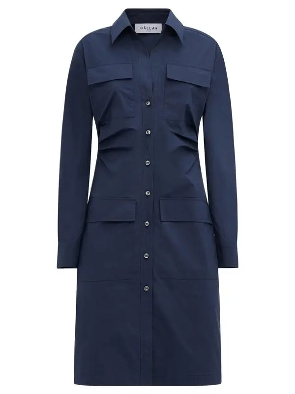 CALLAS MILANO Marrakech Button-front Shirt Dress - Navy