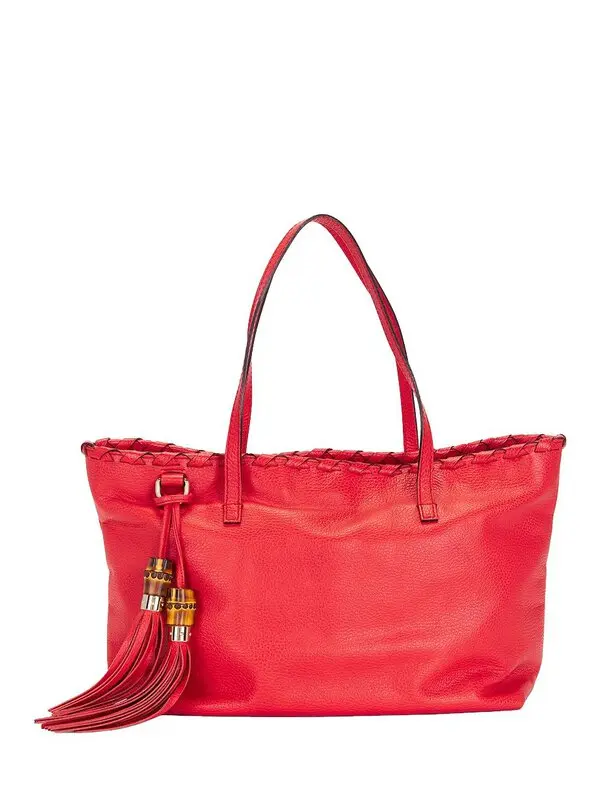 Gucci Bamboo Tassel Tote Bag - Red