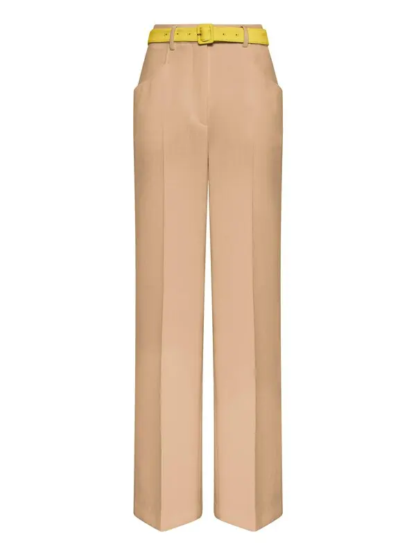 Gabriela Hearst Norman Wide-leg Virgin Wool Crepe Trousers - Camel/citrine