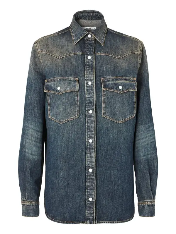 Fendi Western Shirt In Denim - Blue