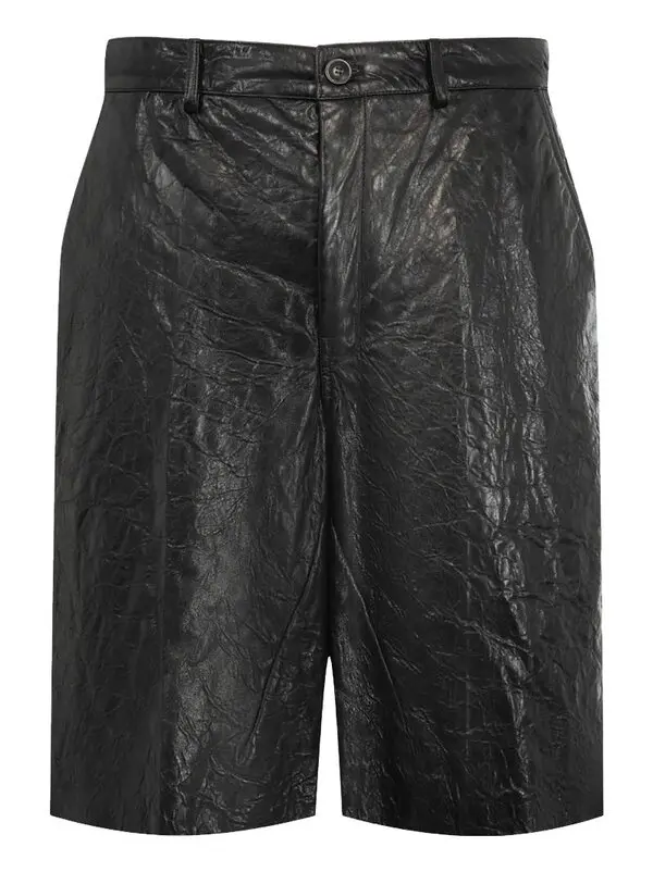 Rick Owens Textured Leather Work Shorts - Black