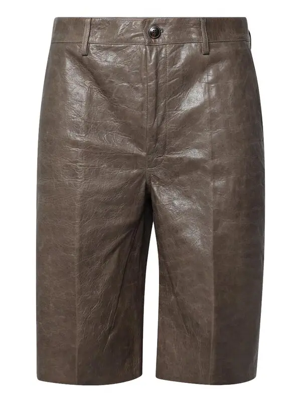 Rick Owens Textured Leather Work Shorts - Brown