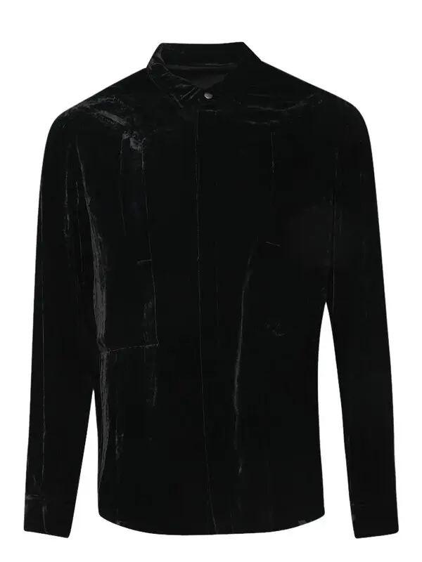 Rick Owens Fog Pocket" Outershirt In Steel - Black