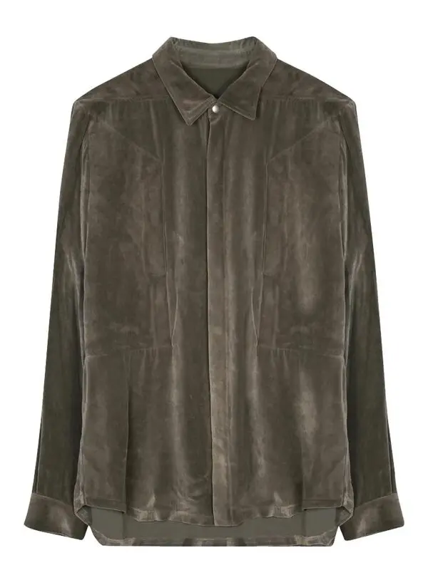 Rick Owens Fog Pocket" Outershirt In Steel - Brown