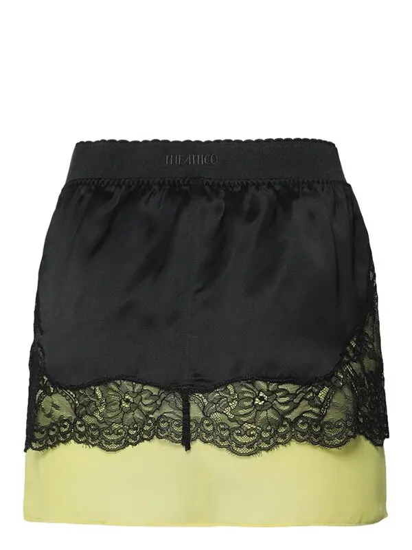 Attico Mini Skirt With Lace Trim - Black