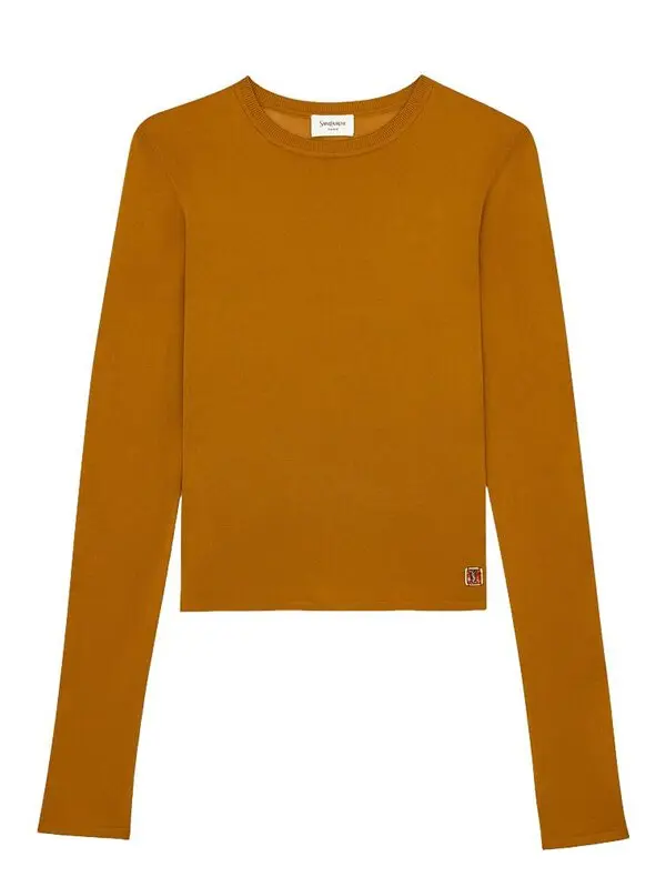 Saint Laurent Cassandre Sheer Mesh Top - Orange