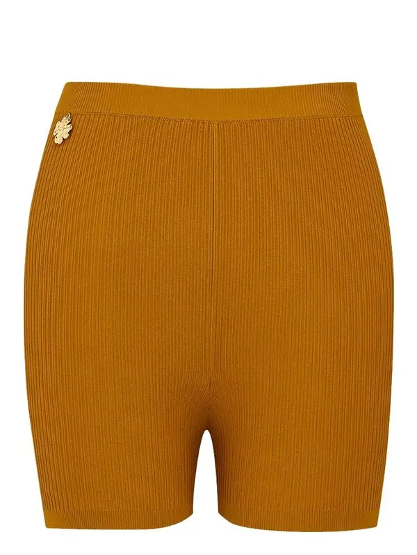 Saint Laurent Rib Knit Cycling Shorts - Orange