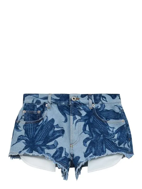 Loewe Corncob Print Denim Shorts - Blue