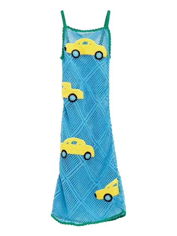 JW Anderson Hand-crocheted Car Motif Midi Dress - Blue