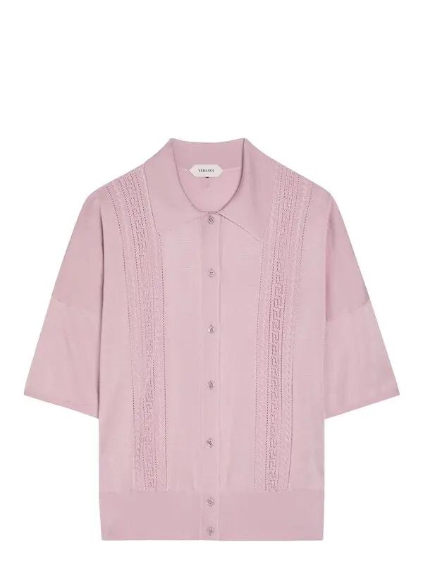 Versace Textured Fine-knit Top - Light Pink