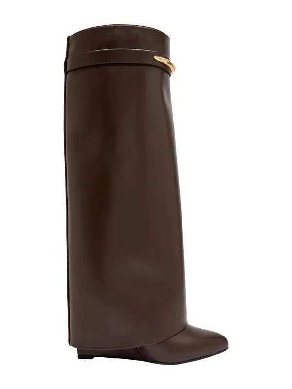 Givenchy Shark 95 Leather Knee-high Wedge Boots - Brown