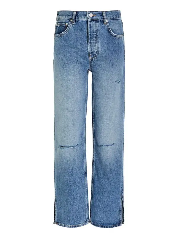 ANINE BING Roy Distressed Straight-leg Jeans - Denim