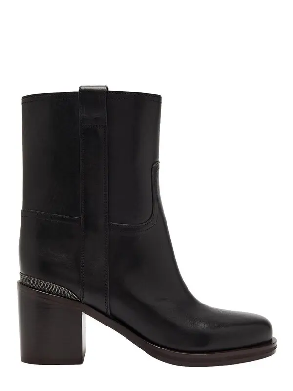 Brunello Cucinelli Leather Ankle Boots - Black