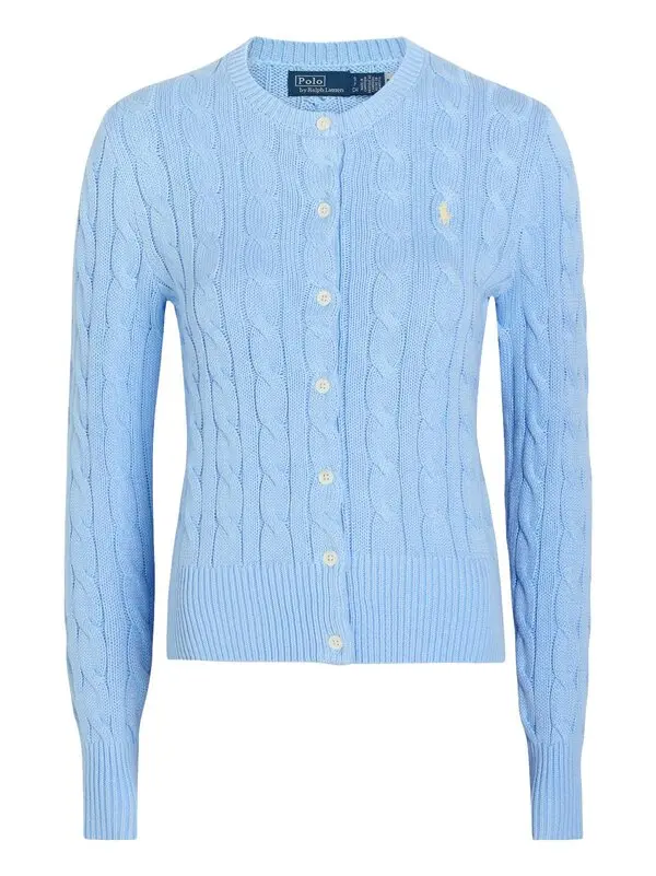 Polo Ralph Lauren Logo-embroidered Cable-knit Cotton Cardigan - Light Blue