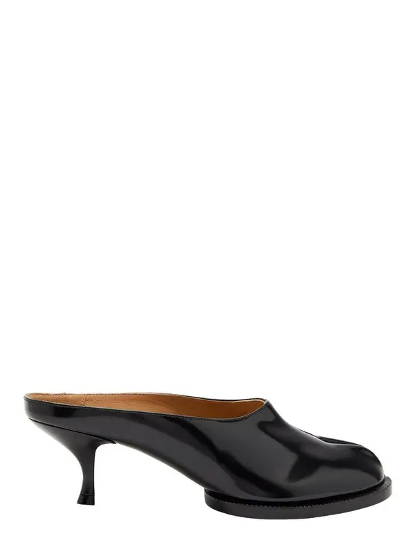 MAISON MARGIELA Tabi City 55 Glossed Leather Mules - Black