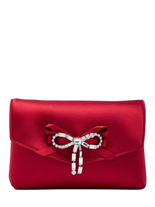 JIMMY CHOO Soft Bow Mini Satin Clutch - Red