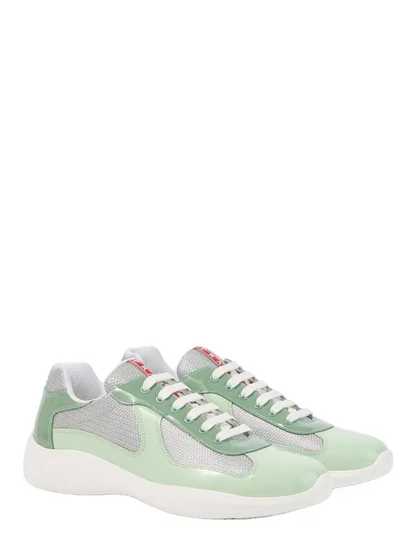 Prada America's Cup Leather-trimmed Sneakers - Green