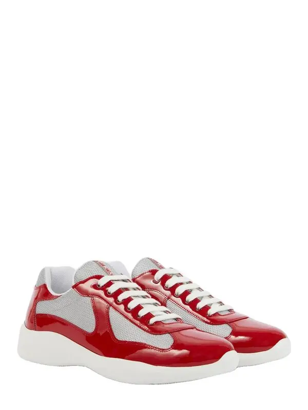 Prada America's Cup Leather-trimmed Sneakers - Red