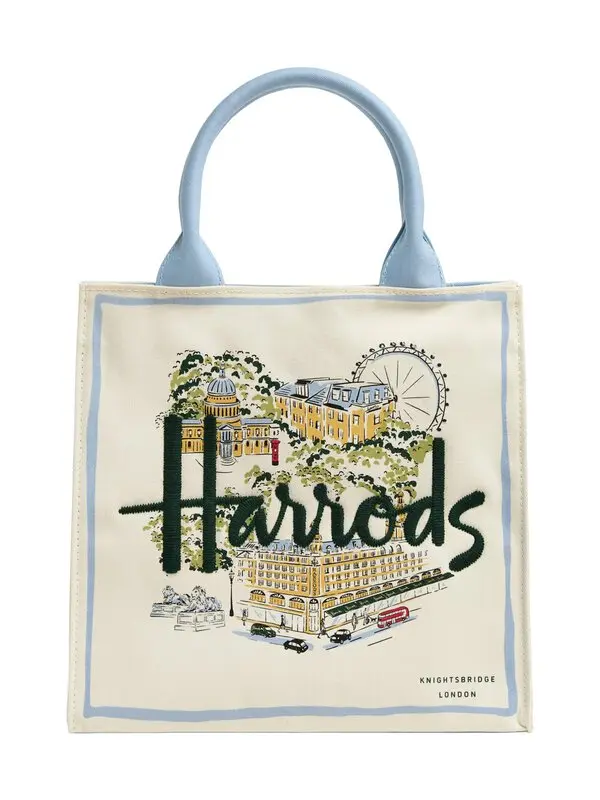 Harrods Canvas City Stories Tote Bag - Ivory