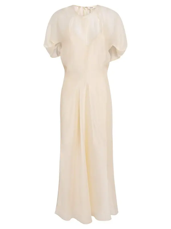 Khaite Puff Sleeve Ria Midi Dress - Ivory
