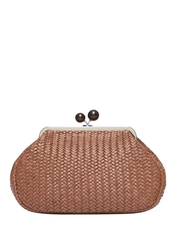 Max Mara Leather Woven Clutch Bag - Brown