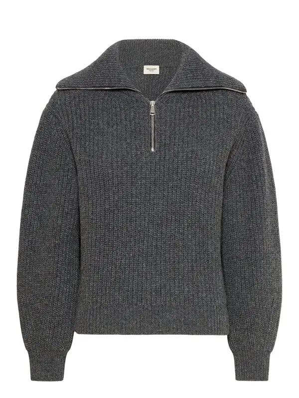 Max Mara Virgin Wool Quarter-zip Sweater - Grey