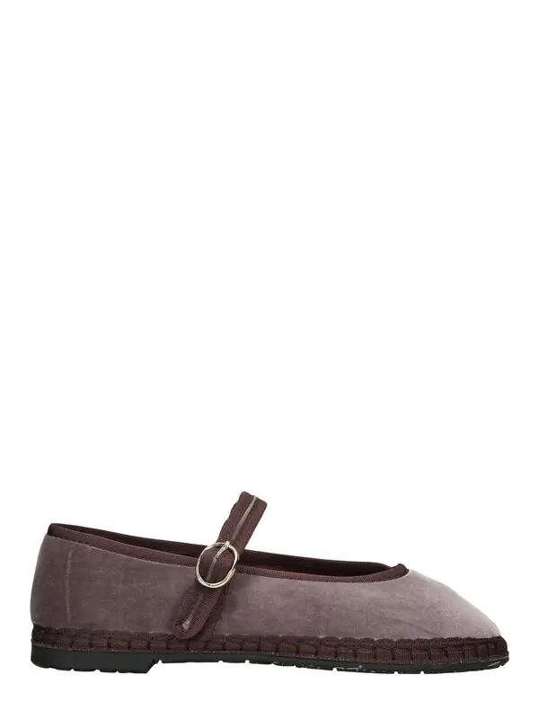 FLABELUS Velvet Mary Jane Flats - Brown