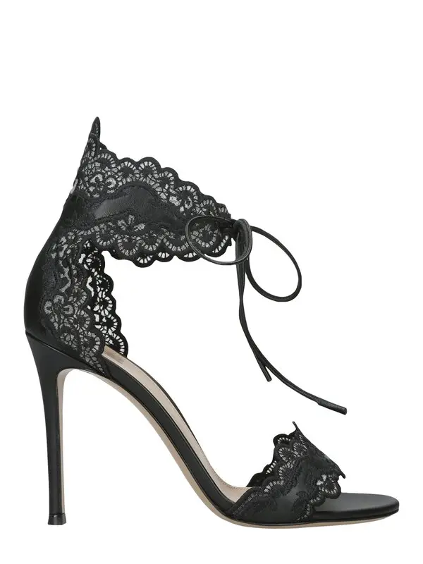 GIANVITO ROSSI Leather Evie Lace Sandals - Black