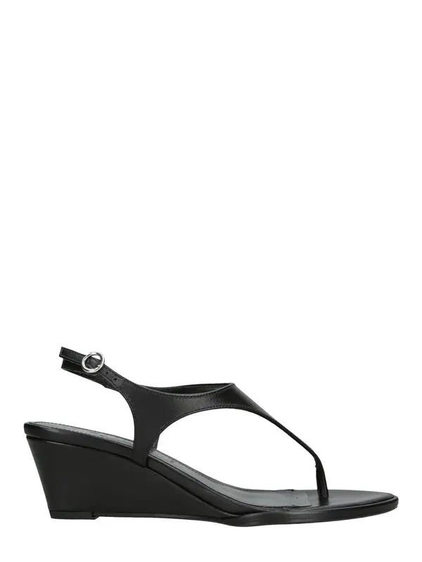 AeydĒ Leather Wedge Sandals - Black