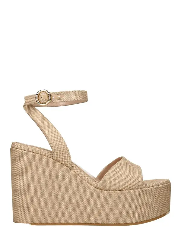 GIANVITO ROSSI Raffia Virginie Wedge Sandals - Ivory