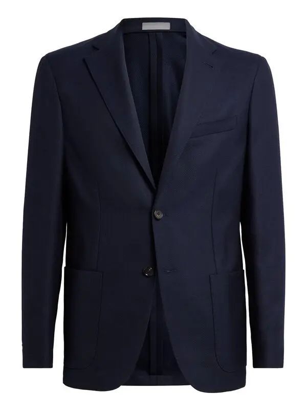 Corneliani Virgin Wool-silk Unlined Whisper Blazer - Navy