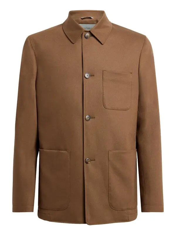 Canali Stretch-wool Chore Overshirt - Brown