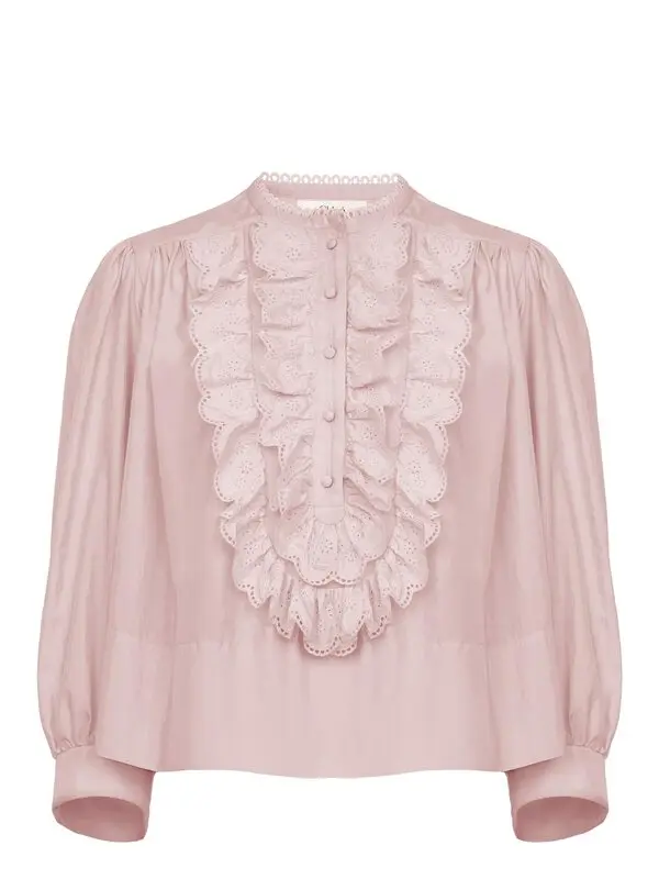 Chloé Ruffled Button-up Blouse - Shadow Pink