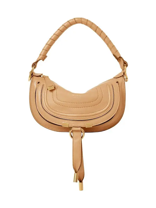 Chloé Mini Marcie Shoulder Bag In Soft Leather - Bleached Brown