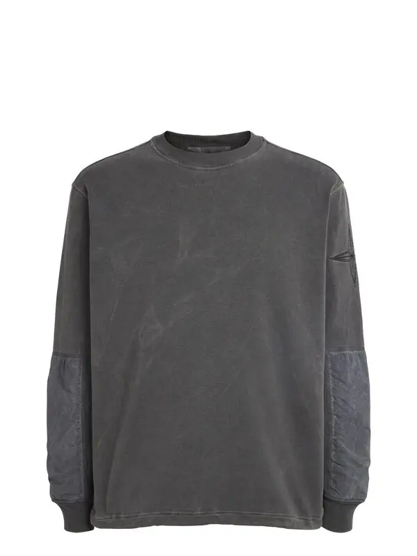 Stone Island Cotton Dyed Vanisé Crewneck Sweatshirt - Black